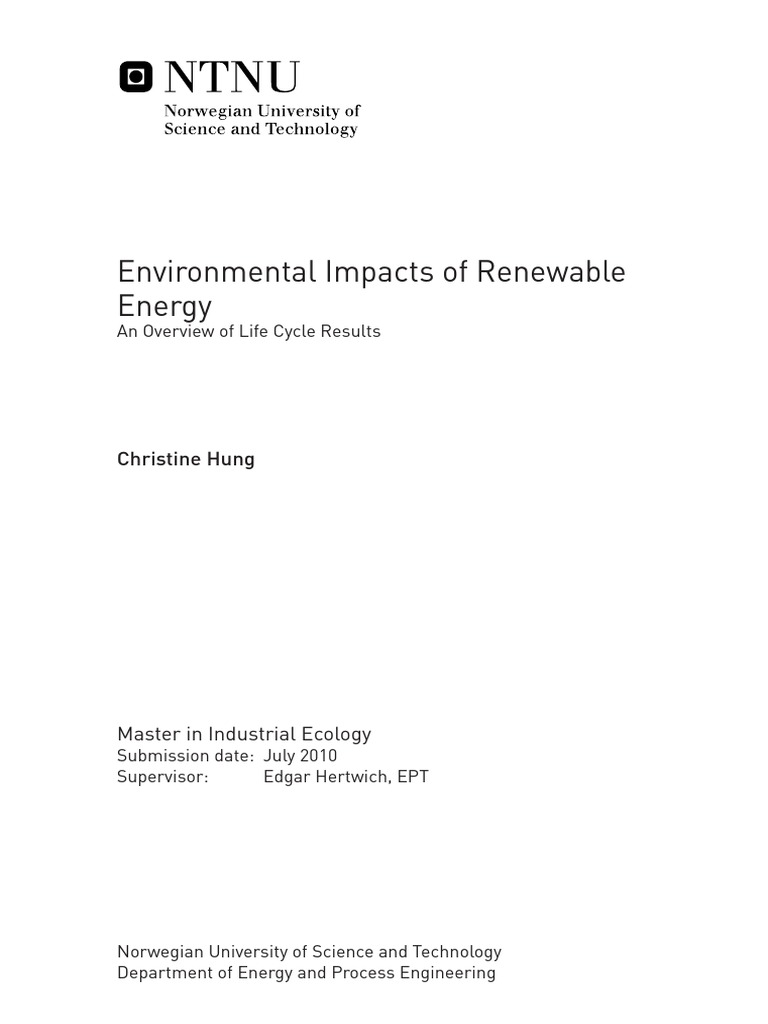 Environmental Impacts of Renewable Energy | PDF | Life Cycle Assessment ...