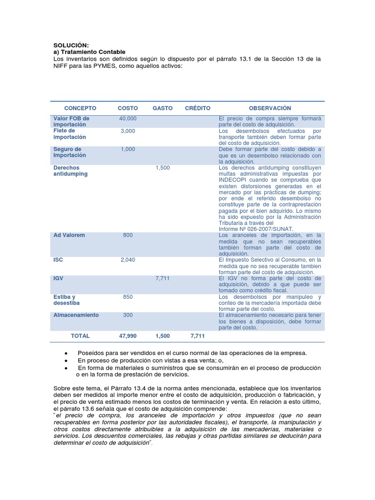 Costo de Inventarios según NIIF PYMES | PDF | normas internacionales de ...