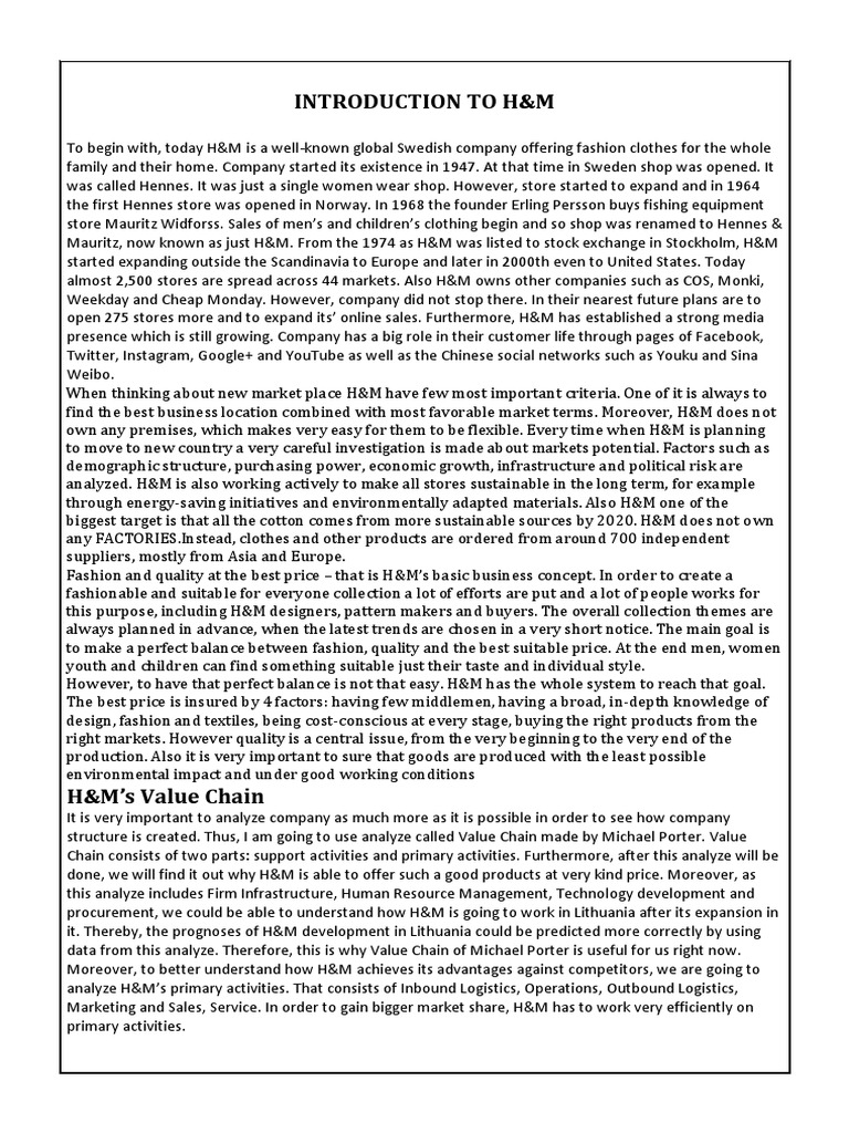 Introduction To H | PDF | H&M | Fashion