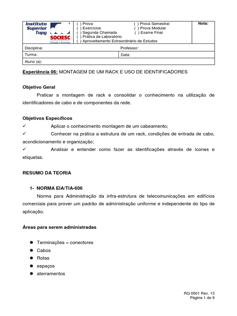 Montagem de Um Rack e Uso de Identificadores 6 PDF | PDF | Computação e ...