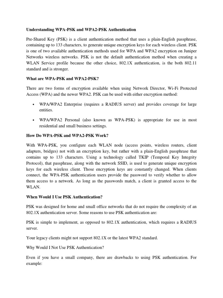 Understanding Wpa Psk And Wpa2 Psk Authentication Wireless Lan Networks