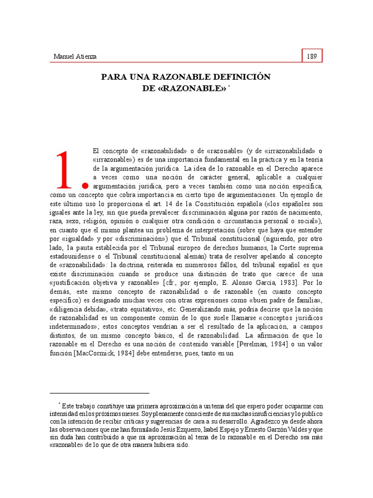 Manuel Atienza, Una Razonable Definición de Razonable | PDF