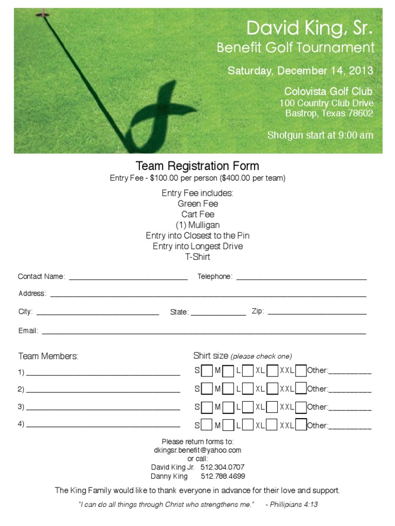 Golf Tournament Team Registration Form | PDF