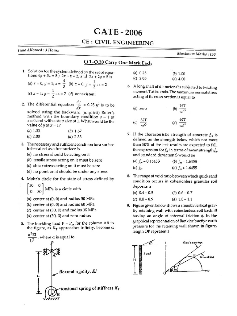 GATE Civil Engineering CE-Solved Paper 2006 | PDF