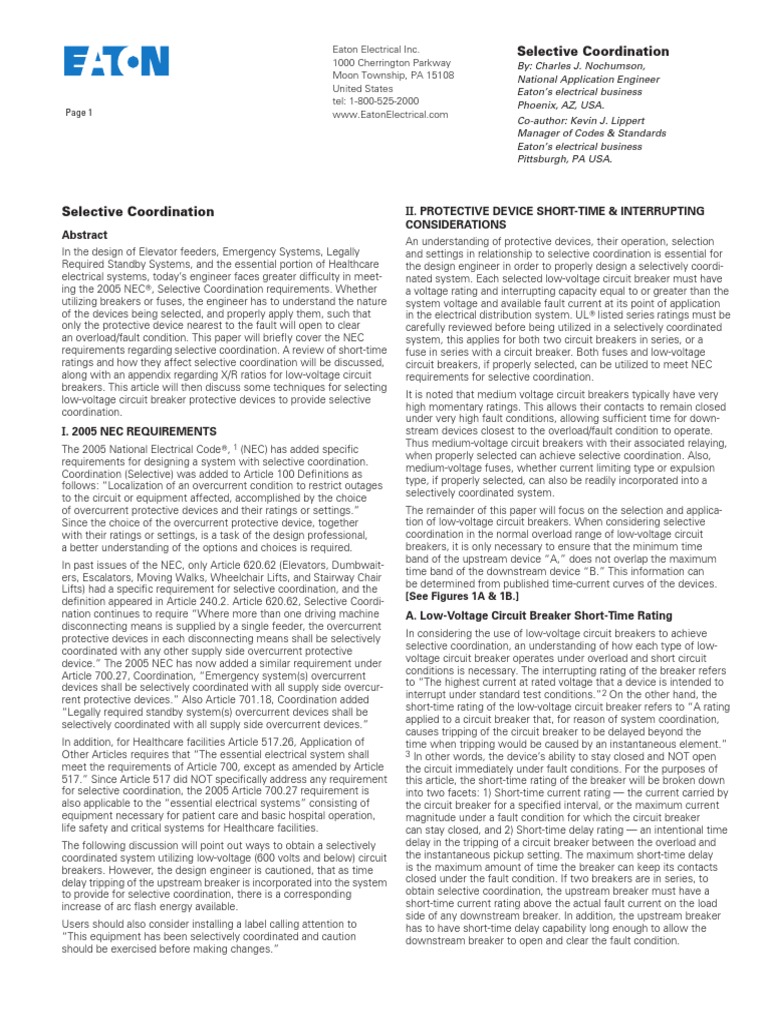 Selective Coordination EATON | PDF