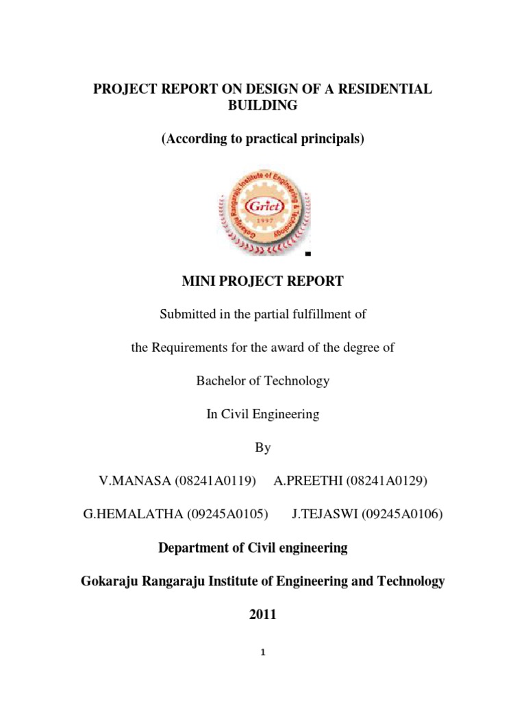 Civil Engg. Minor Project On Residential Buildning.... | PDF ...