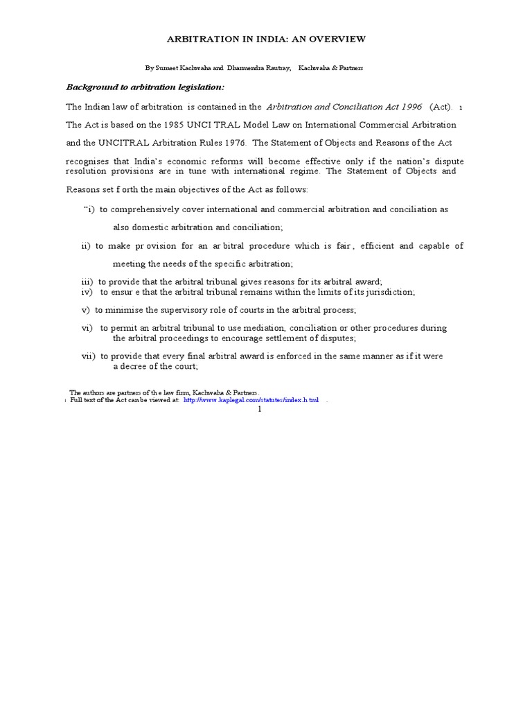 Arbitration in India | PDF | Arbitration | Jurisdiction