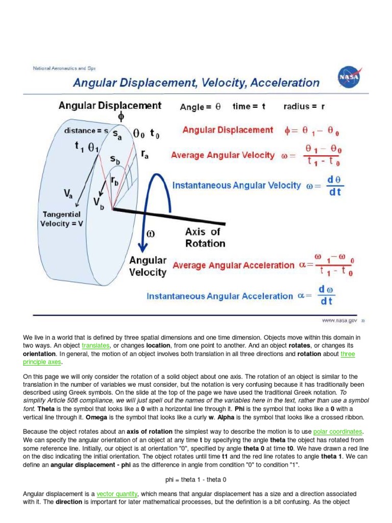 Angular Displacement, Velocity, Acceleration | PDF | Rotation Around A Fixed Axis | Velocity