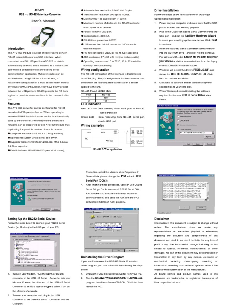 ATC-820 User's Manual | PDF | Usb | Device Driver