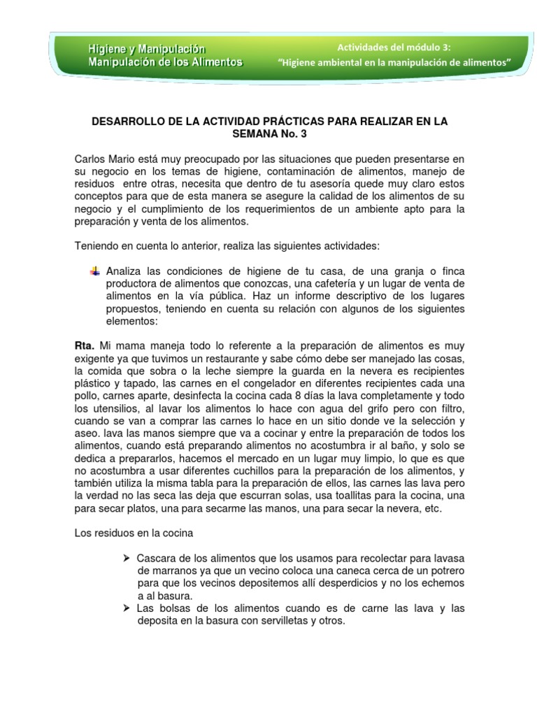 Act Manipu Alimentos Mod3 | PDF | Alimentos | Carne