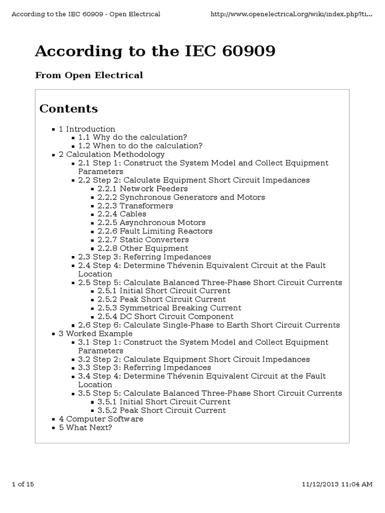 According To The IEC 60909: From Open Electrical | PDF | Electrical ...