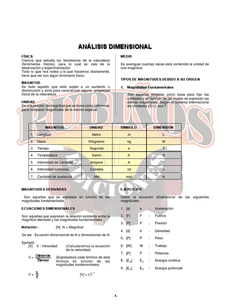 29849761 Analisis Dimensional | Unidades de medida | Medición