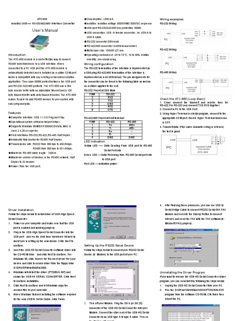 ATC-850 User's Manual | Download Free PDF | Usb | Electrical Connector