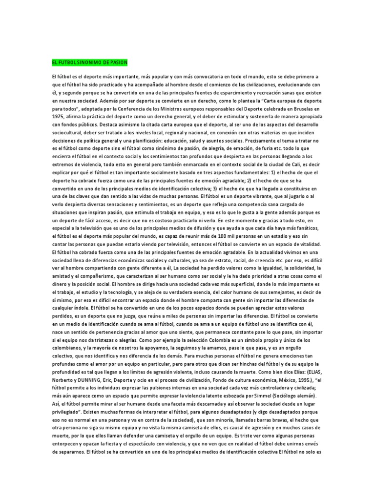 Ensayo Del Futbol | PDF | Asociación de Futbol | Deportes