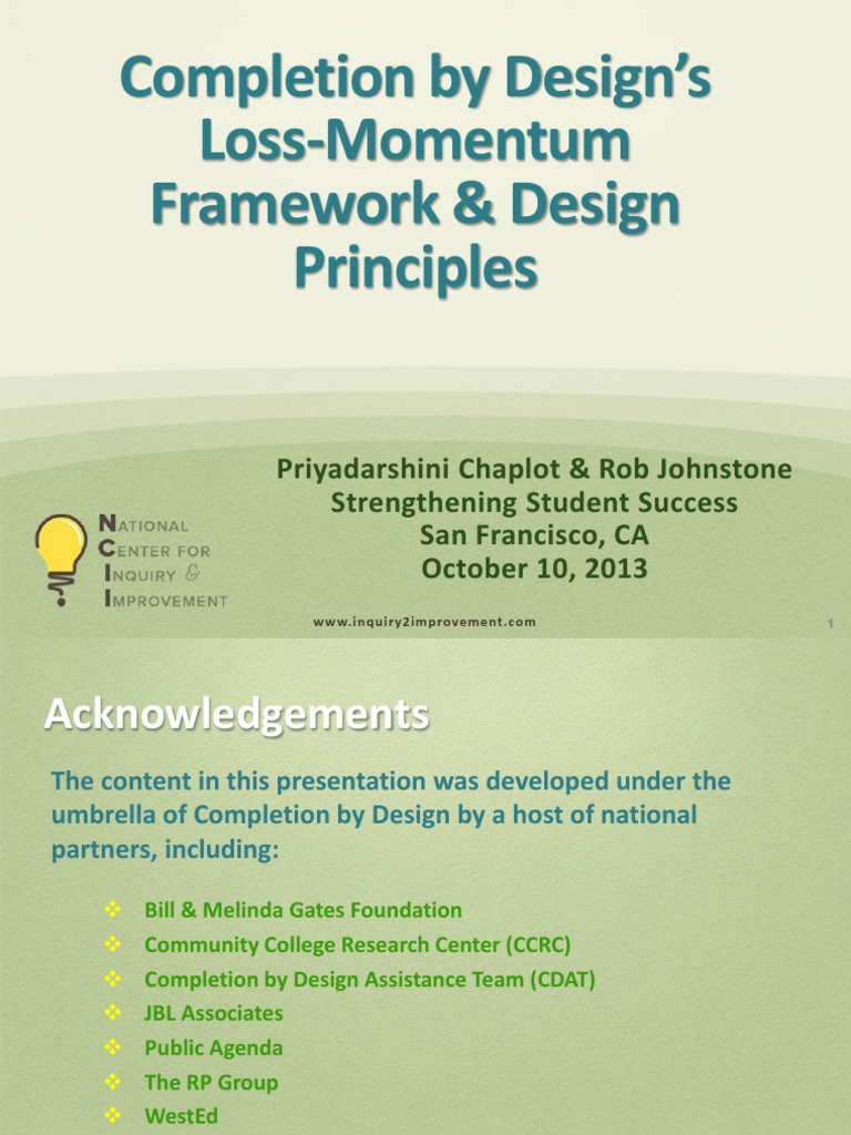 Completion by Design's Loss-Momentum Framework & Design Principles ...