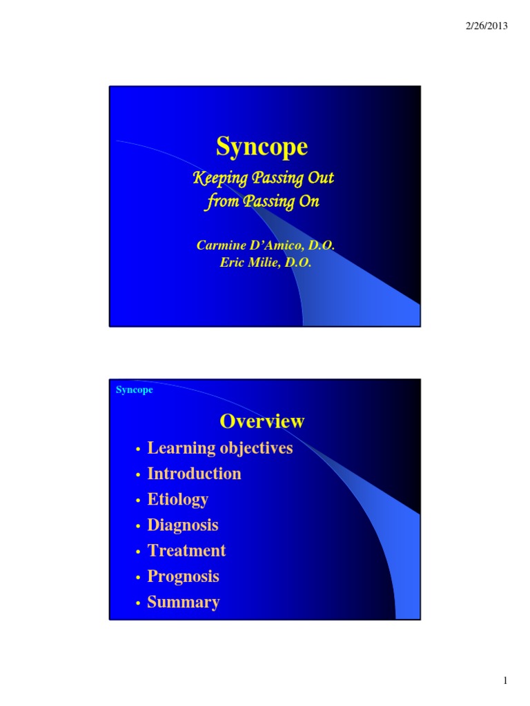 Handout Version Syncope 2013 | PDF | Heart | Medical Diagnosis