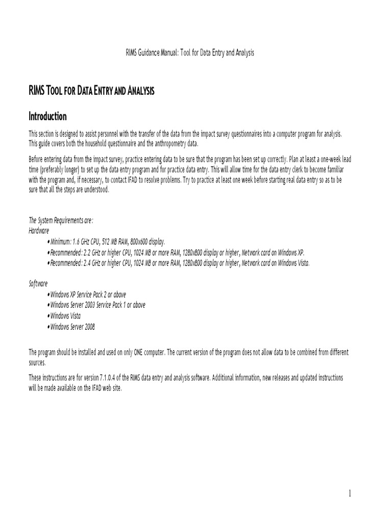 RIMS Data Entry and Analysis Guide | PDF | Survey Methodology ...