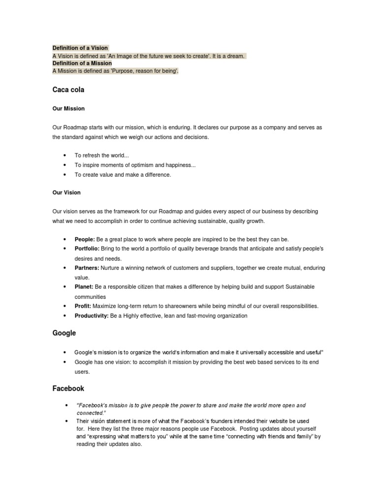 Defining Vision and Mission in Business | PDF | Business | Social Science