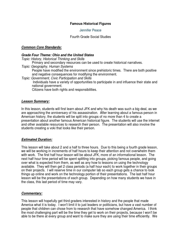 Fourth Grade History Project | PDF | Educational Assessment | Homework