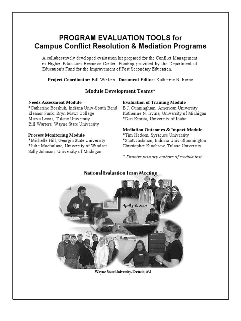 Campus Conflict Resolution Evaluation Kit | PDF | Mediation | Needs ...