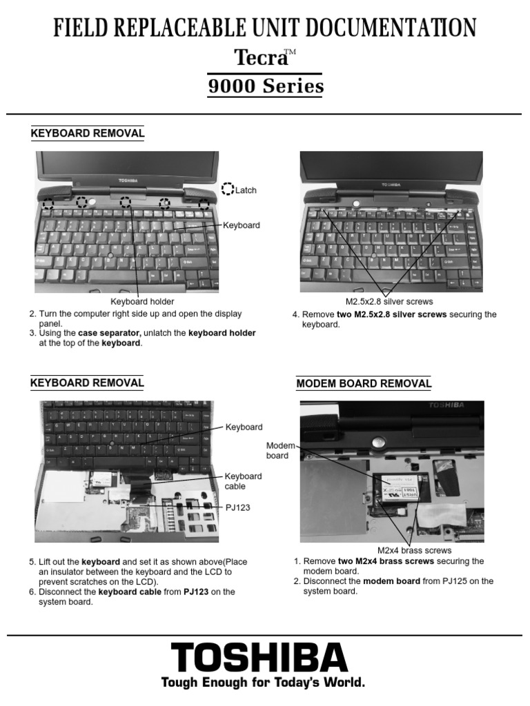Tecra 9000 Series Component Removal Guide | PDF | Electrical Connector ...