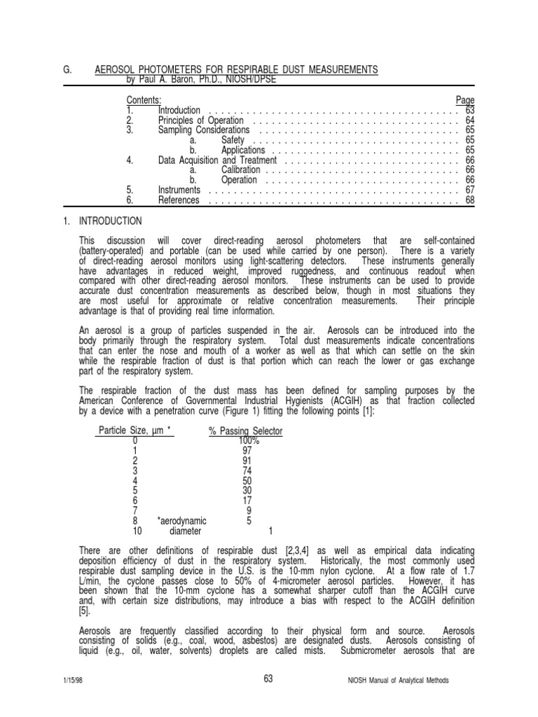 1/15/98 NIOSH Manual of Analytical Methods | PDF