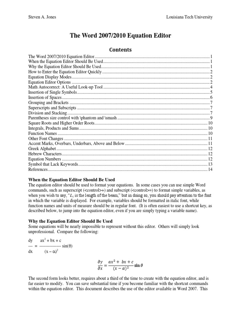 MS WORD: Equation Editor Shortcut Commands | PDF | Bracket | Greek Alphabet