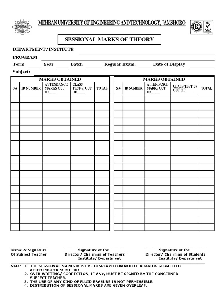 Sessional Marks (Theory) | PDF | Learning