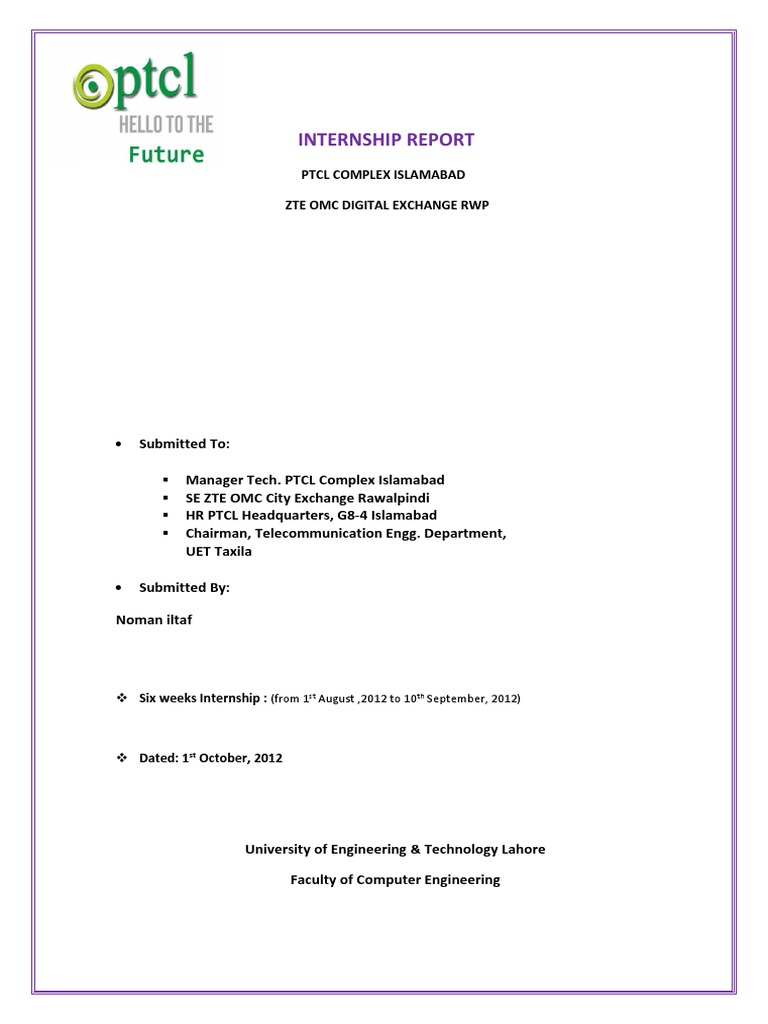 PTCL Internship Report | PDF | Telephone | Digital Subscriber Line