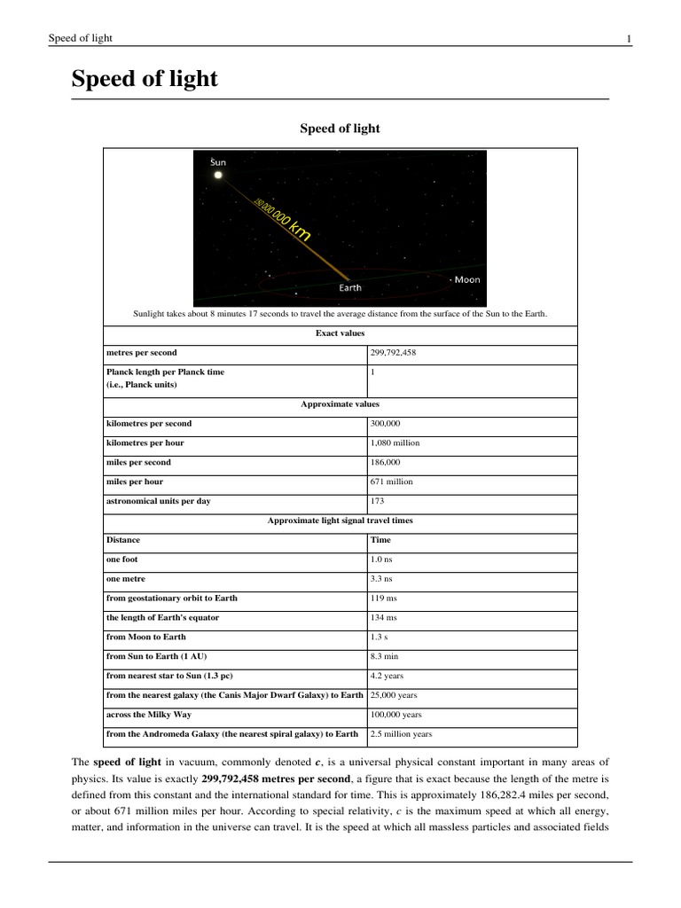 Speed of Light | PDF | Science & Mathematics | Technology & Engineering