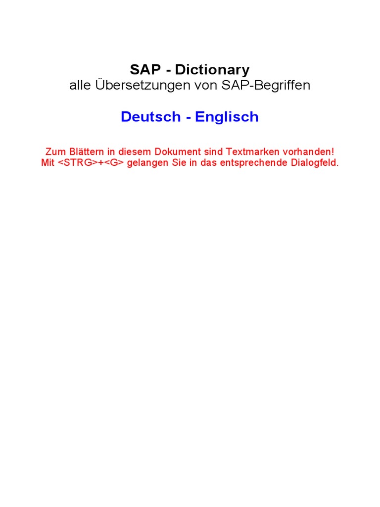 SAP Dictionary German English | PDF | Business