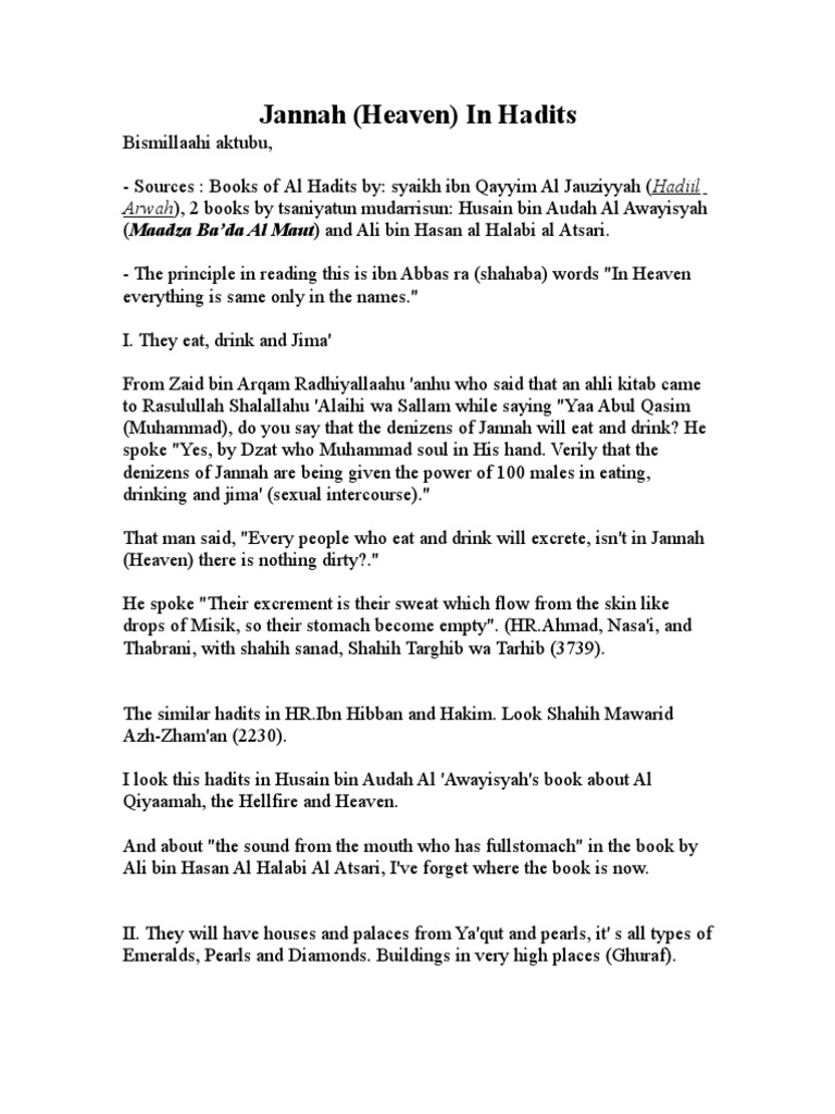 Jannah (Heaven) in Syara' | PDF | Hadith | Islamic Belief And Doctrine