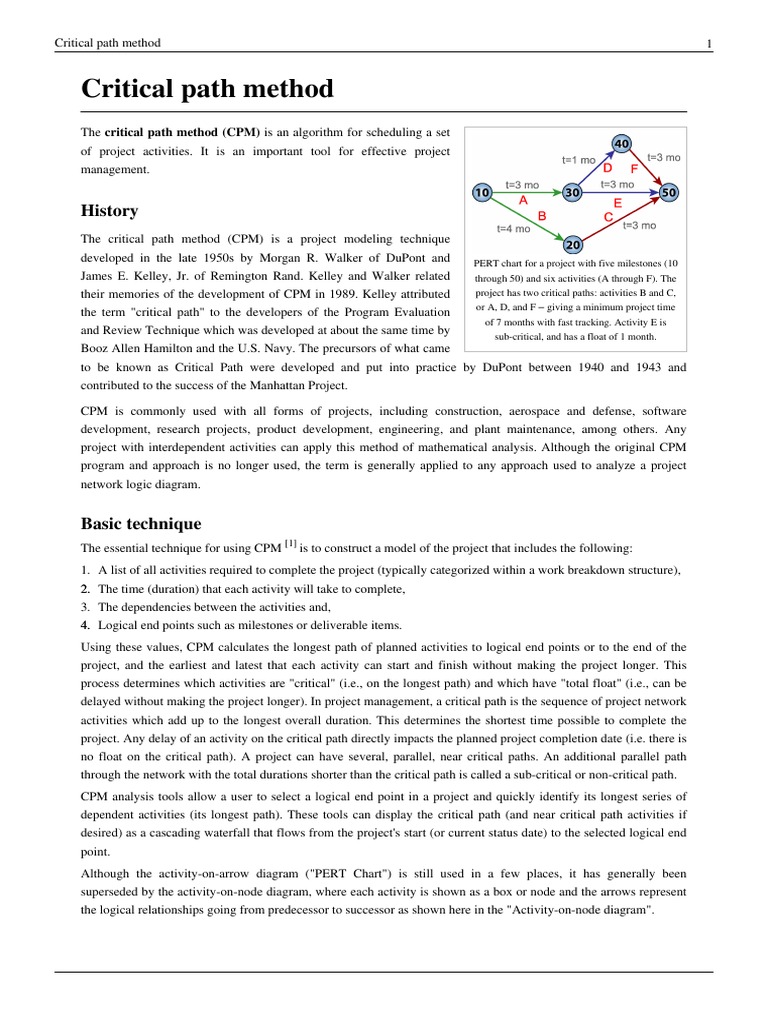 Critical Path Method | PDF | Projects | Project Management