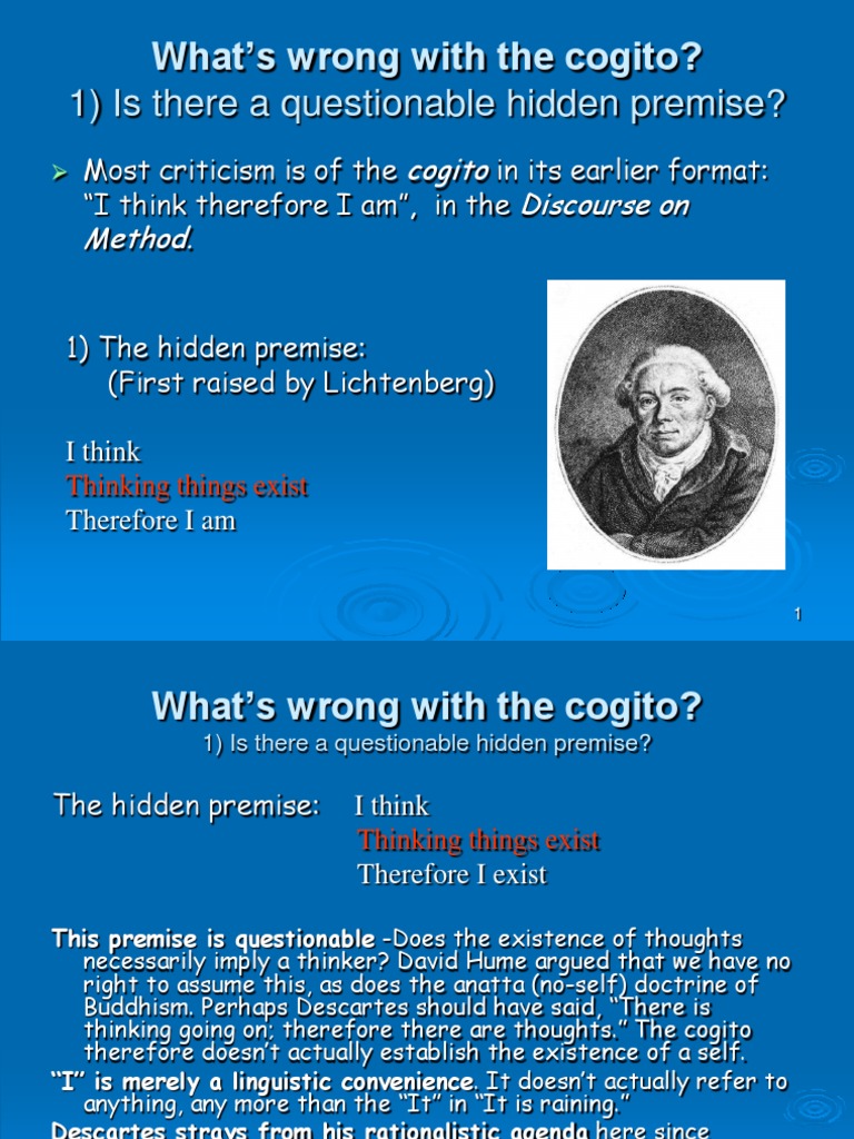 Critique of Descartes' Cogito Argument | PDF | Cognitive Science ...
