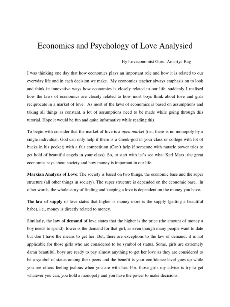 Economics of Love | PDF | Economics | Economies