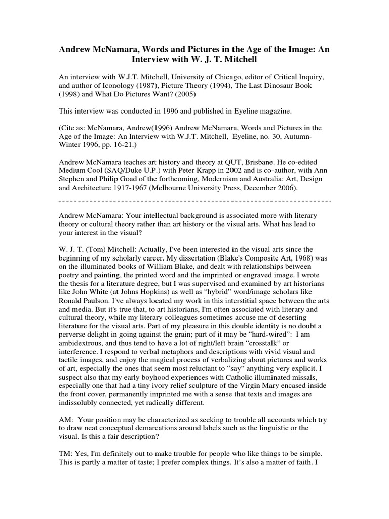 McNamara Words and Pictures in The Age of The Image - An Interview With ...