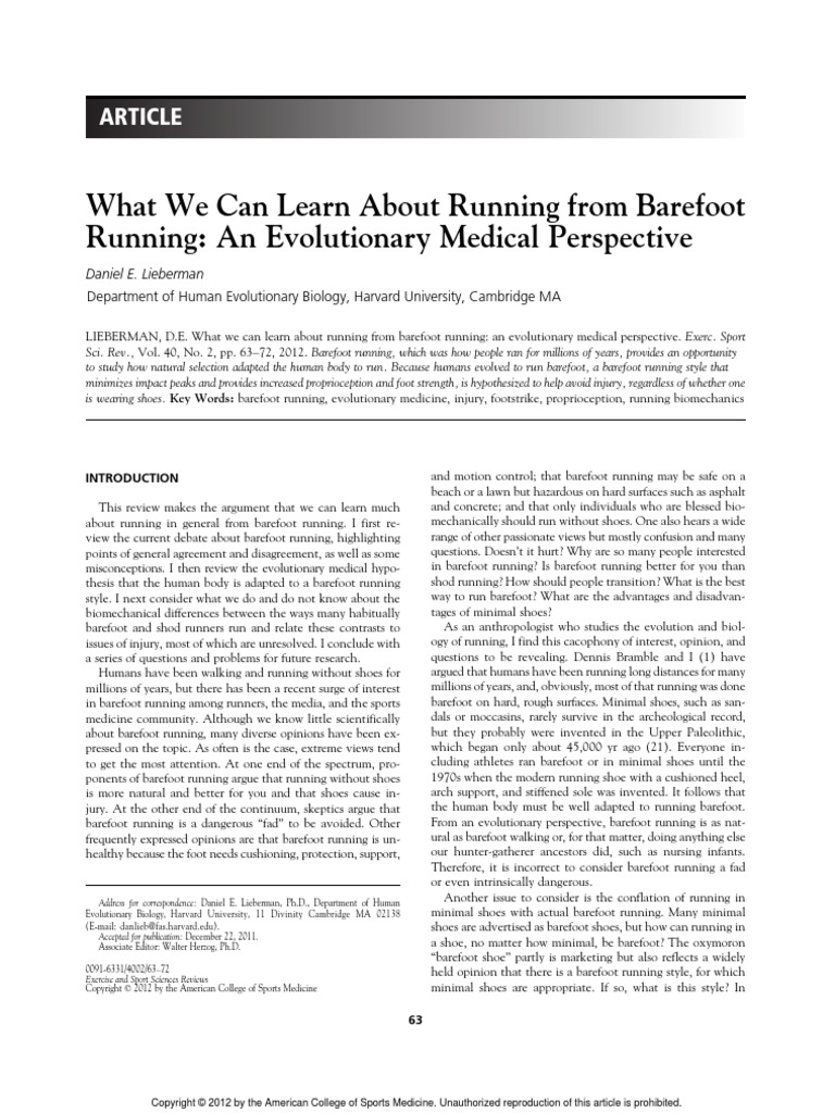 Dan Lieberman - BF Run | PDF | Running | Foot