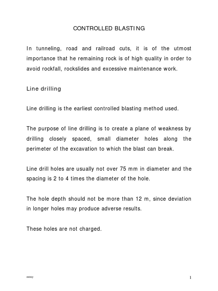 K Controlled Blasting | PDF | Drilling | Explosive Material