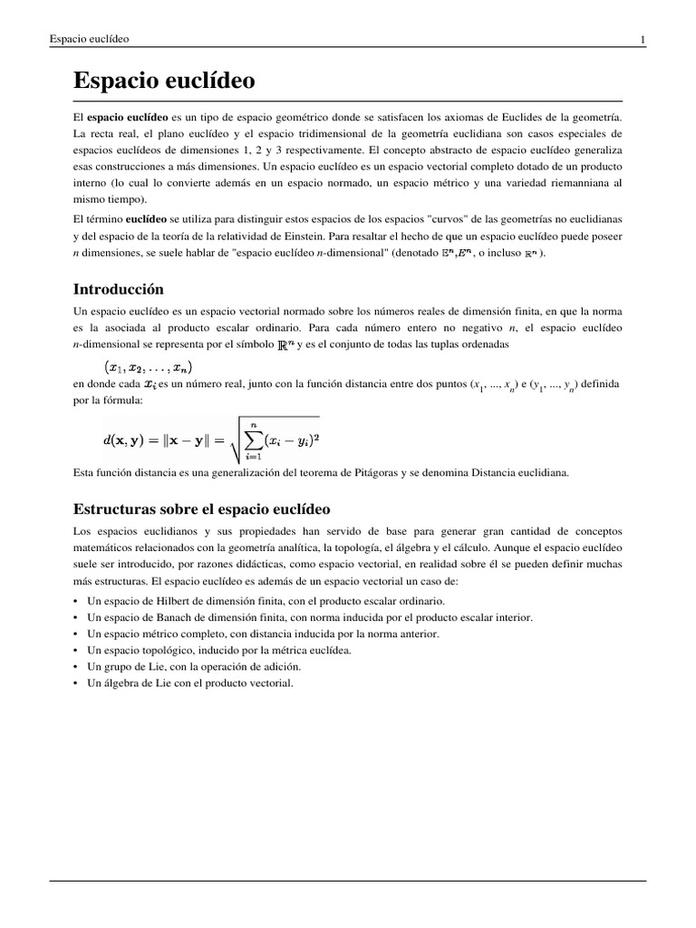 Espacio Euclídeo | PDF | Espacio euclidiano | Geometría