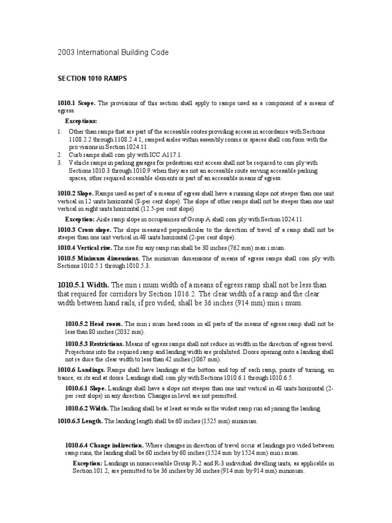 Building Code: Egress Ramp Standards | PDF | Slope | Nature