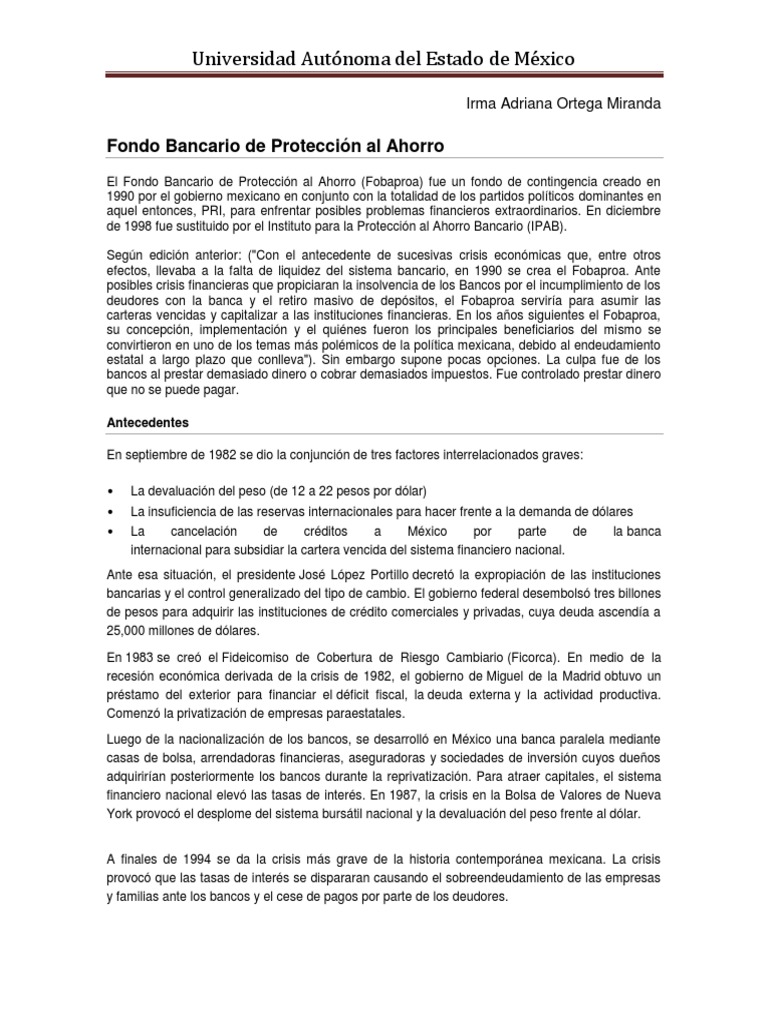 FOBAPROA | PDF | Dinero | Ciencias económicas