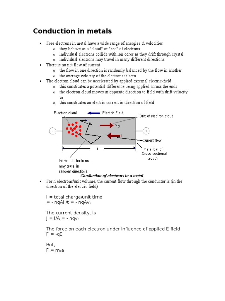 Conduction in Metals: o o o o o o o o | PDF | Electrical Conductor ...