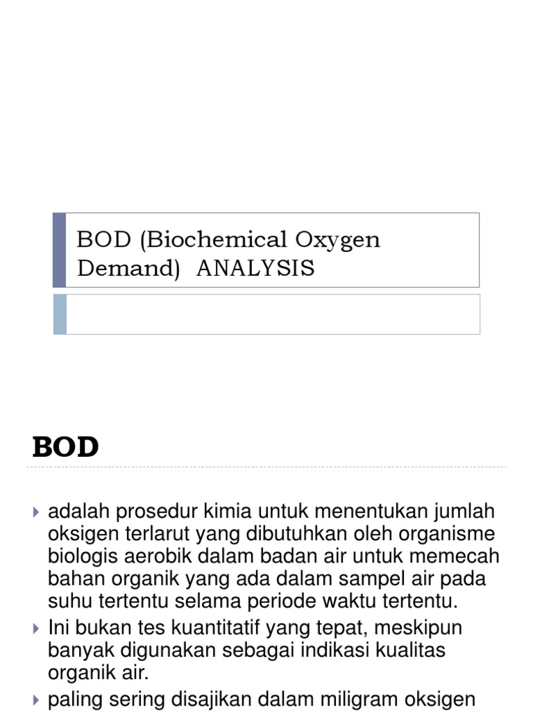 BOD (Biochemical Oxygen Demand) ANALYSIS | PDF | Elemen Kimia | Ilmu ...