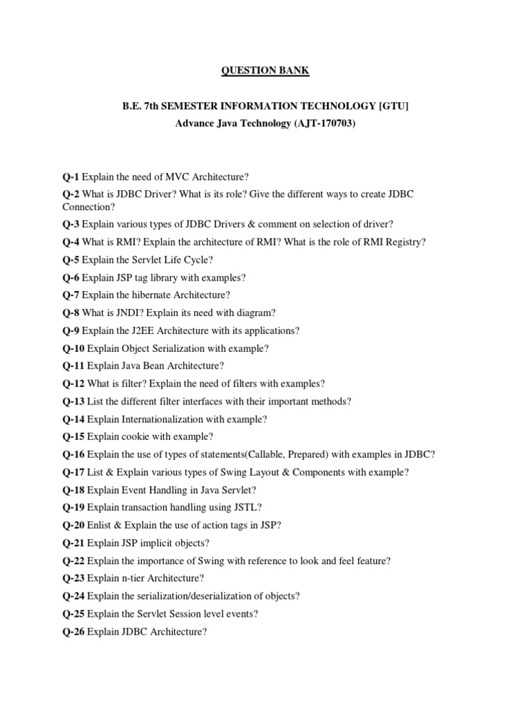 Ajt QB | PDF | Java Servlet | Java (Programming Language)