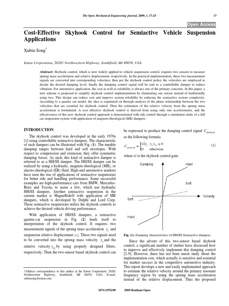 Cost-Effective Skyhook Control | PDF | Suspension (Vehicle ...