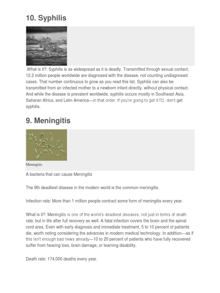 Syphilis: Meningitis | PDF | Measles | Infection