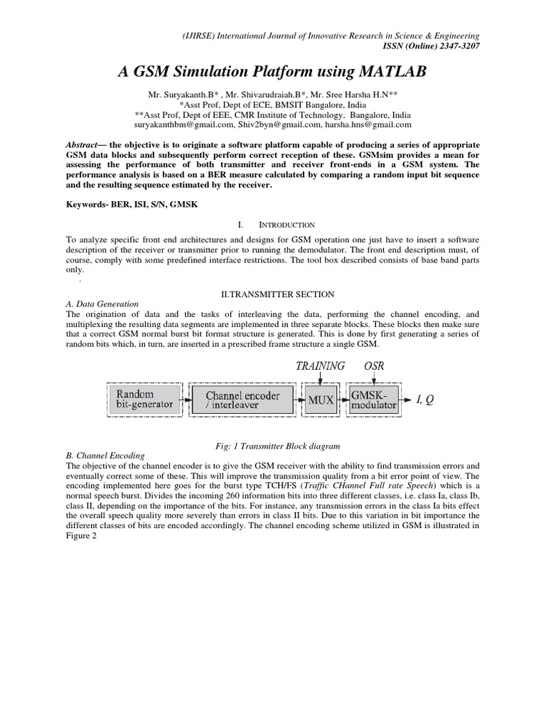 A GSM Simulation Platform Using MATLAB | PDF | Forward Error Correction | Modulation