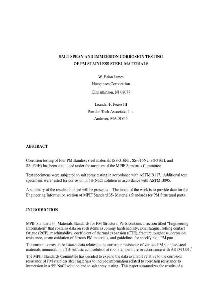 Rating Salt Spray Test - SS Samples | PDF | Stainless Steel | Sodium ...