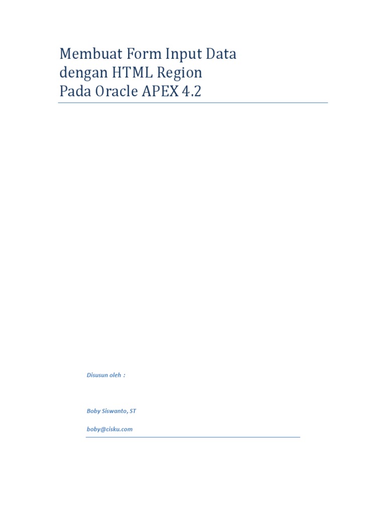 Form Input Data di Oracle APEX 4.2 | PDF