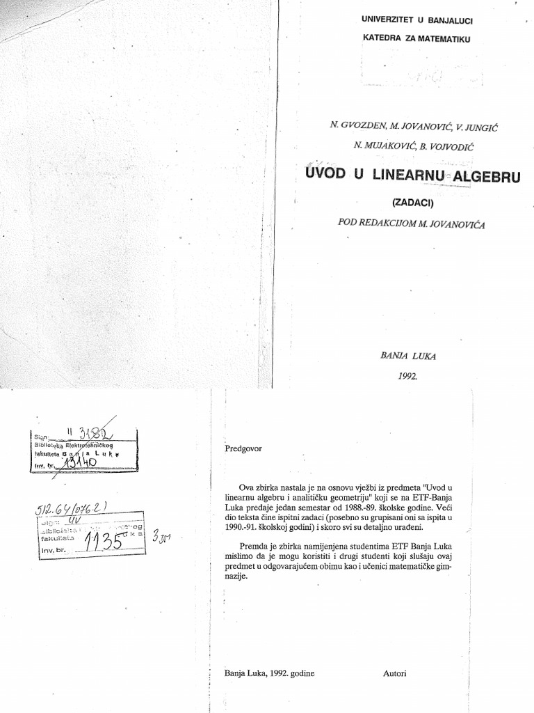 Zadaci Linearna Algebra | PDF